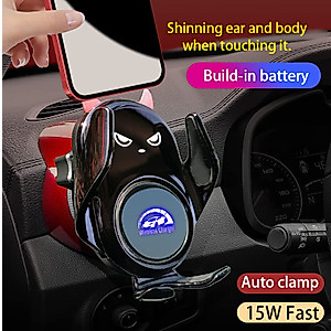 Peanutech Wireless Car Charger Mount Auto Clamping 15W Fast Charging Cute Demon Design for iPhone 14/14Pro/13/ 13Pro/12/12Pro/SE/11/11Pro/XSMax/XS/XR/X,Samsung S22/21/20/ 10/9/8/Note20/10/9 …