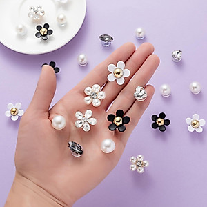 NEVEGE Flower Shoe Charms 25Pcs Shoe Charms Flower Crystal Rhinestone Pearl Flower Shoe Decoration Cute Shoe Charms for Girls Women