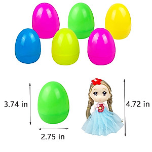 JIABNUKKN Easter Basket Stuffers Eggs Filled 6 Pack Large Eggs with Cute Dolls Inside, Easter Gifts Colorful Easter Egg Stuffers for Toddlers Kids EasterToys