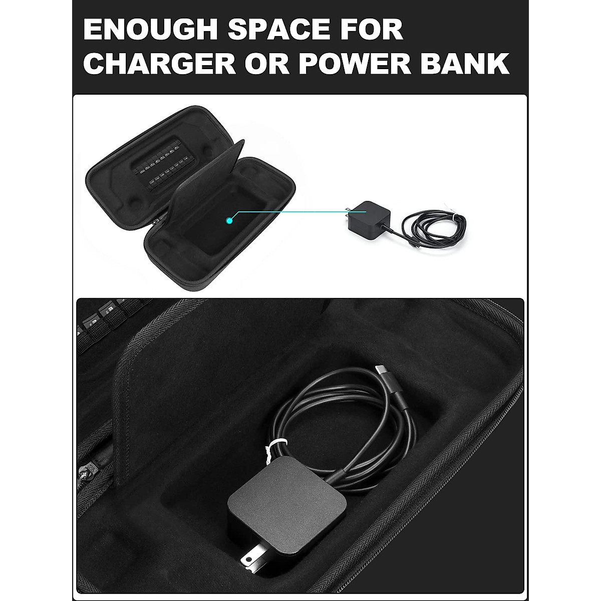 Yewltvep Carrying Case for Steam Deck,Protective Hard Shell Carry Case Built-in AC Adapter Charger Storage and Micro SD Holder,Portable Travel Carrying Case for Steam Deck Console and Accessories