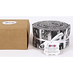 Soimoi 40Pcs Tie Dye Print Cotton Precut Fabrics for Quilting Craft Strips 2.5x42inches Jelly Roll - Black
