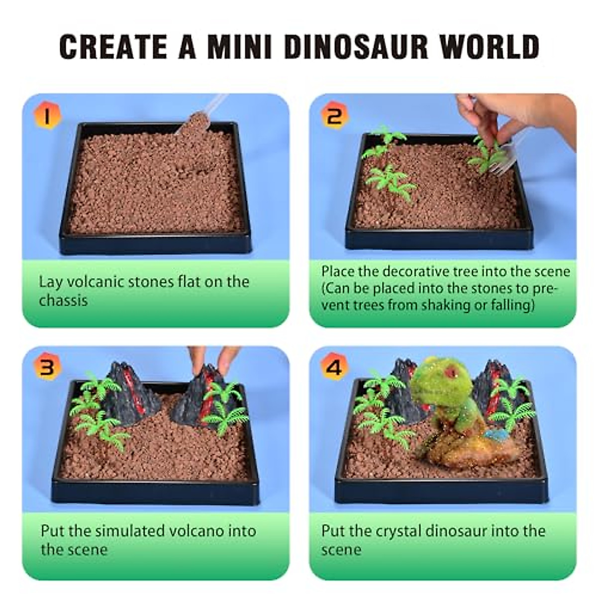 Dinosaur Crystal Growing Kit - STEM Science Experiment for Kids Ages 8-12, Grow Your Own Crystal Terrarium, DIY Gift for Christmas or Birthdays