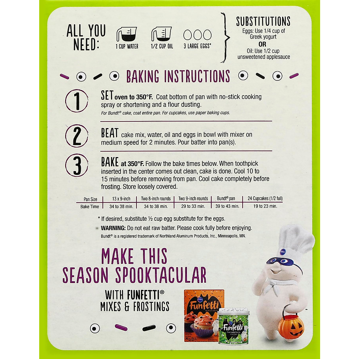 Pillsbury Funfetti Slime Cake Mix with Candy Bits, 15.25 oz Box (Pack of 2) with By The Cup Spatula Knife