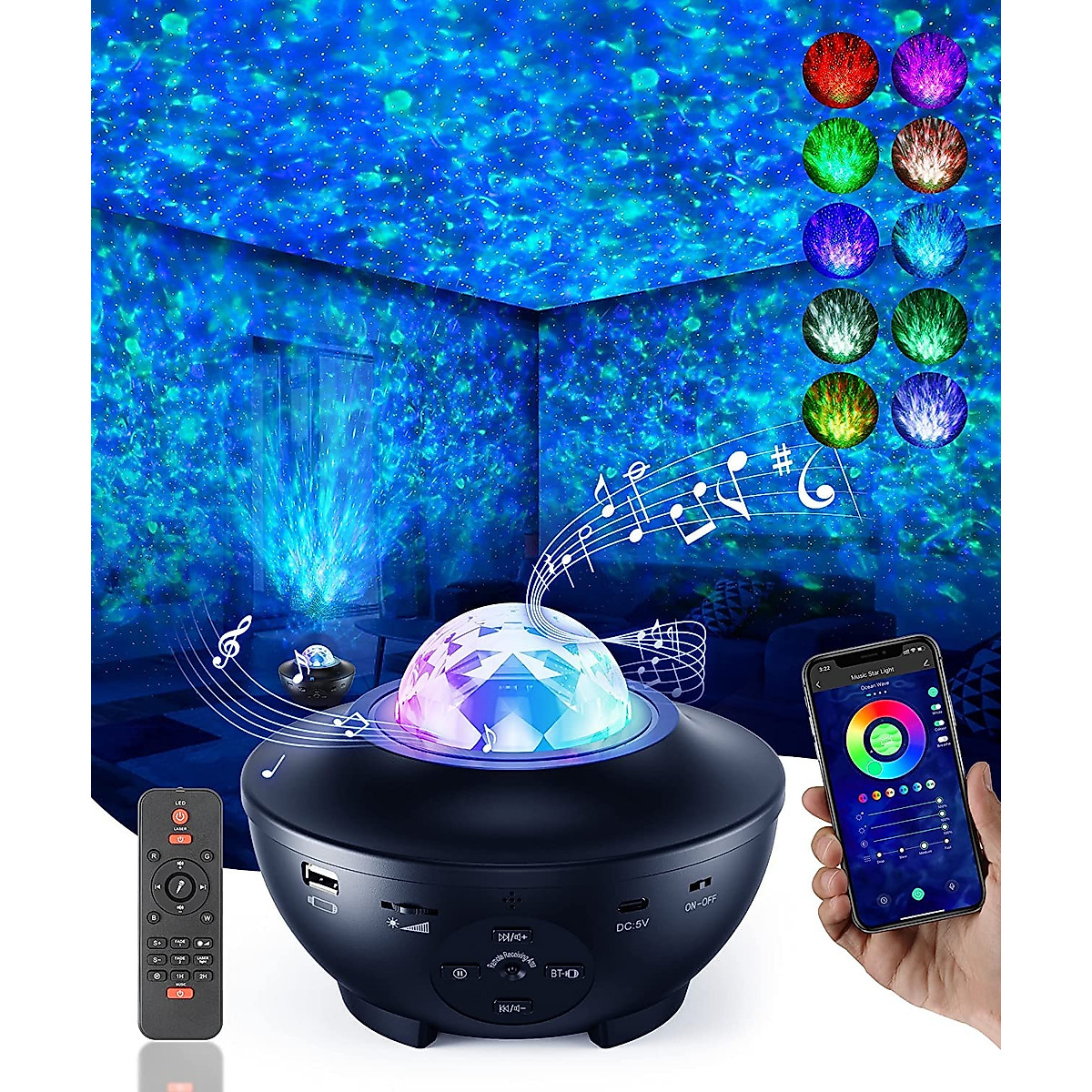 Galaxy Projector Star Projector,Star Light Room Decor Light for Kids and Adults,Smart Night Lights for Bedroom with Bluetooth Music Speaker,APP Control,Remote Control