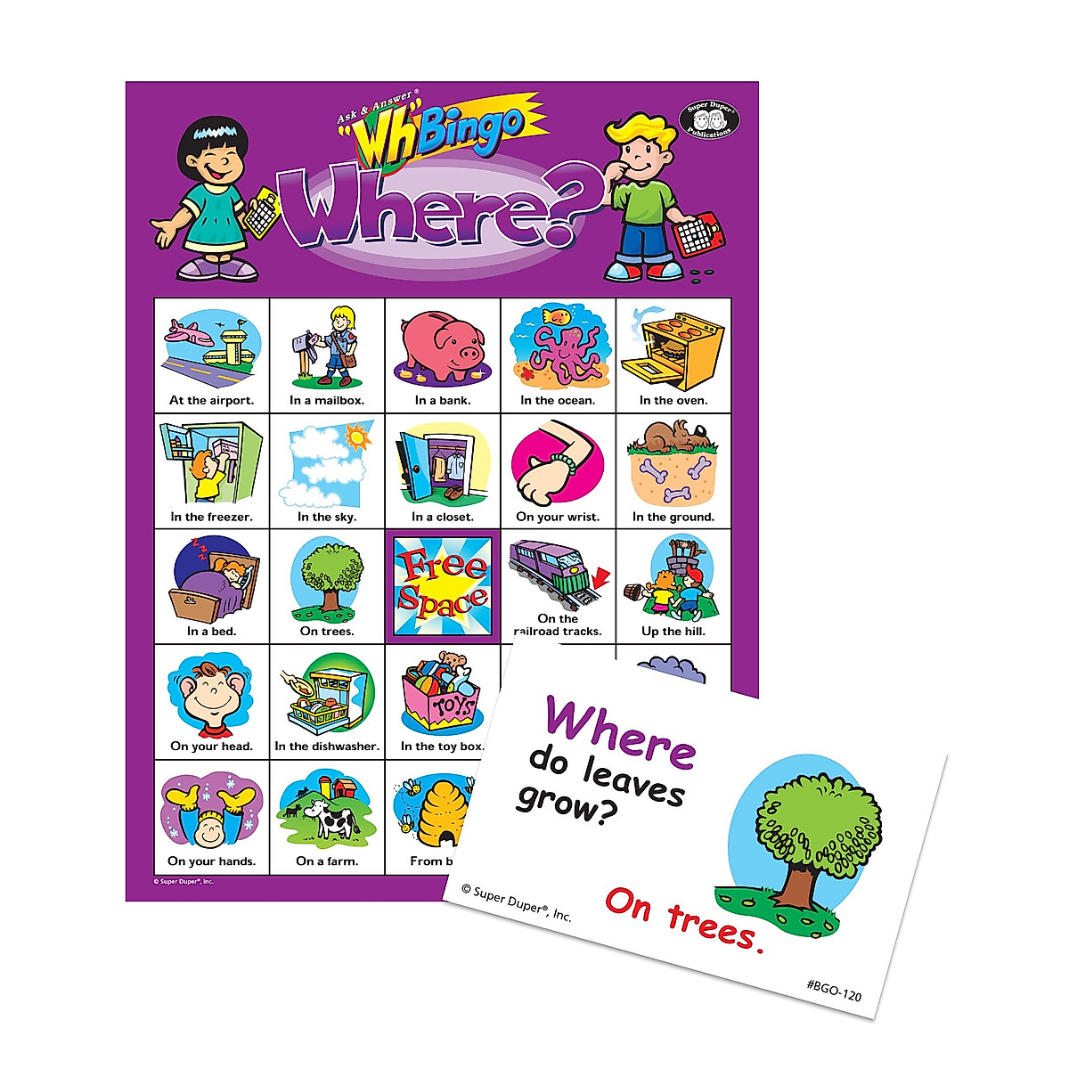 Super Duper Publications | Ask & Answer® Wh Bingo Board Game | Comprehension, Verbal, and Communication Skills | Who, What, Where, When, and Why Questions | Educational Resource for Children