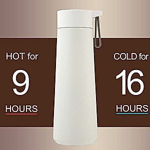 Murmioo Stainless Steel Insulated Thermos, Sports Water Bottle, Double Wall Vacuum Thermos Flask，Keep Hot and Cold，BPA Free, Suitable for Cycling, Camping and Office 14oz/420ml (White)