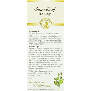 CELEBRATION HERBALS Sage Leaf Organic 24 Bag, 0.02 Pound