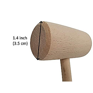 BSANG 8-Inch Large Wooden Crab Lobster Mallet, Seafood Hammers Shellfish Mallets, Wooden Hammer for Chocolate, Hammer Golf Tees, Breakable Heart Hammer, Natural Hard Beechwood (6 Pcs)