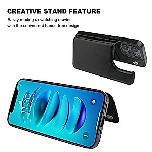 Onetop Compatible with iPhone 14 Pro Wallet Case with Card Holder, PU Leather Kickstand Card Slots Case, Double Magnetic Clasp and Durable Shockproof Cover 6.1 Inch (Black)
