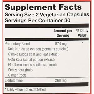 Natural Balance Brain Pep | Brain Function Supplement with Ginkgo Biloba, Kola Nut | Helps Support Improved Memory, Focus & Mental Clarity | 60 Capsules
