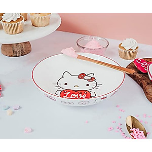 Toynk Sanrio Hello Kitty Love 9-Inch Ceramic Coupe Large Dinner Bowl For Serving Pasta, Salad, Cereal