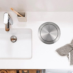 Generic Trash Can Lid:Embedded Countertop Built-in Trash Chute Round Cover Stainless Steel Round Trash Grommet for Kitchen Bathroom Countertop, Silver, 0023O98B16C