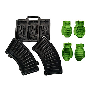 Weapon Series Whisky 3D Cube Ice Ball Molds Grenade Mould Handgun Ice Mold Bullet Tray Ice Maker Set of 6 By TAISI