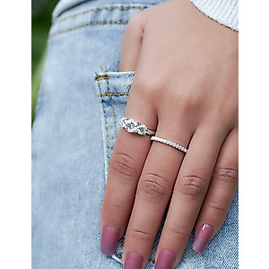 IMOLOVE Moissanite Engagement Ring,Moissanite Rings for Women Couples, 2CT Lab Created Simulated Round Diamond Engagement Rings Size 10