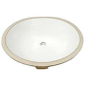 MSI 17 inch x 14 inch Oval Porcelain Ceramic Undermount Bathroom Vanity Vessel Sink, White