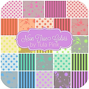 Neon True Colors Fat Quarter Bundle (24 Pieces) by Tula Pink for Free Spirit 18 x 21 inches (45.72 cm x 53.34 cm) Fabric cuts DIY Quilt Fabric