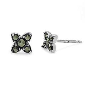 Boma Jewelry Sterling Silver Marcasite Flower Stud Earrings