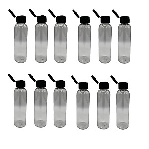 Natural Farms 4 oz Clear Cosmo Plastic Bottles -12 Pack Empty Bottle Refillable - BPA Free - Essential Oils - Aromatherapy | Black Flip Top Snap Cap - Made in the USA