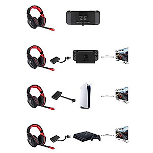 Wireless Gaming Headset Headphones for Nintendo Switch PS5 PS4 PC, 2.4GHz USB Wireless Gamer Headphones for Computer with Detachable Noise Canceling Microphone
