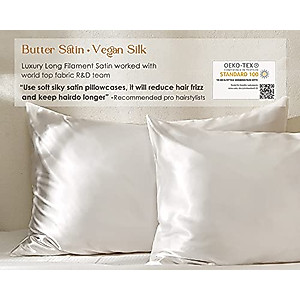 YANIBEST Satin Pillowcase for Hair and Skin Silk Pillowcase 2 Pack with Zipper Cooling Vegan Silk Pillowcase for Hair & Skin | 20x36 inches