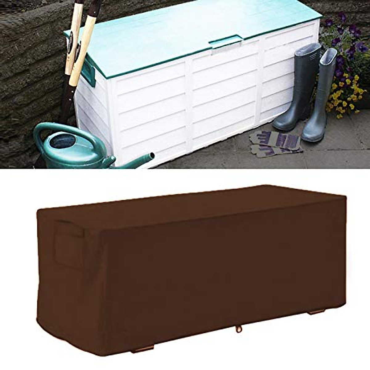 zhuolong Outdoor Deck Box Cover,Garden Waterproof UV Proof Storage Box Protective Cover (123x62x55cm)(Coffee)