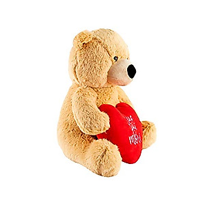 JENVIO I Love You Teddy Bear – Love You More 12 Inch Plush – Heart Stuffed Animal for Girlfriend Boyfriend Gift Age 15 and UP Valentine's Day Gift