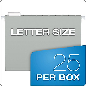 Pendaflex Recycled Hanging Folders, Letter Size, Gray, 1/5 Cut, 25/BX (81604)
