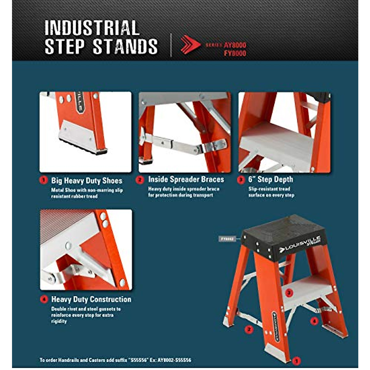 Louisville Ladder FY8002 2 ft. Fiberglass Step Stand with 300 lbs. Load Capacity Type IA Duty Rating, 2-Foot, Orange