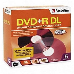 verbatim 95311 verbatim 8X DVD+r Double Layer Media, 5pk DVD+r dl 8X 8.5gb