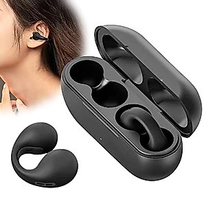 Wireless Ear Clip Bone Conduction Headphones Bluetooth, 2023 New Mini Bone Conduction Headphones, Mini Open Ear Headphones Wireless Bluetooth for Gym Running Sports Workout Cycling Driving (Black)