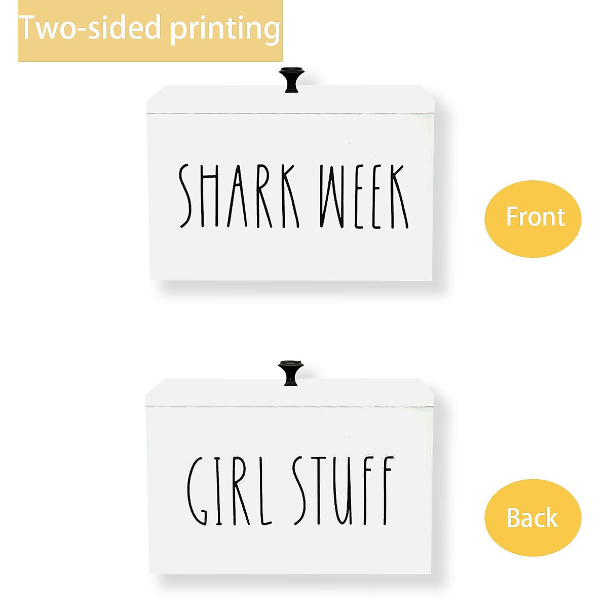 Bath Products Containers & Storage,Tampon Holder for Bathroom, Farmhouse Accessories Decor Feminine Product Storage Containers Vanity Lid Organizer Countertop Pad Dispenser Shark Week Period