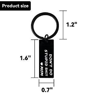 Ortarco Dont Do Stupid Keychain Love Mom, Personalized Stainless Steel Key Chain Gifts for Kids (B01, Black)