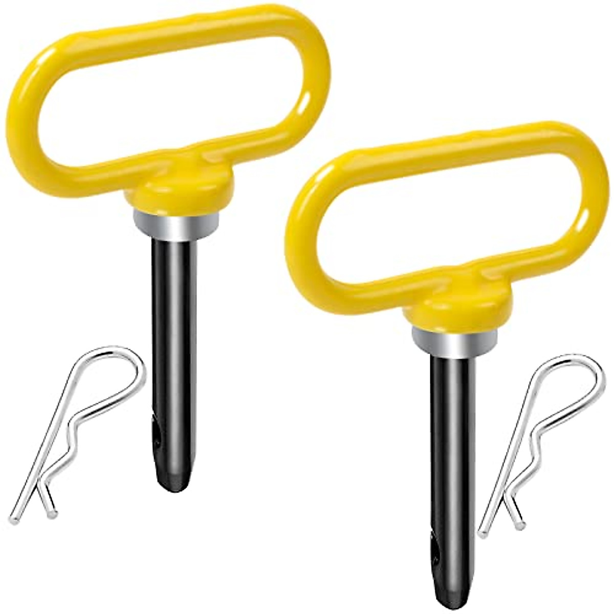 EilxMag Magnetic Hitch Pin, Lawn Mower Trailer Hitch Pins - Strong Heavy Duty Neodymium Magnet Trailer Gate Pin - for Utility Carts, Lawn Tractors - Simple One Handed Hook On & Off（Yellow, 2PCS）