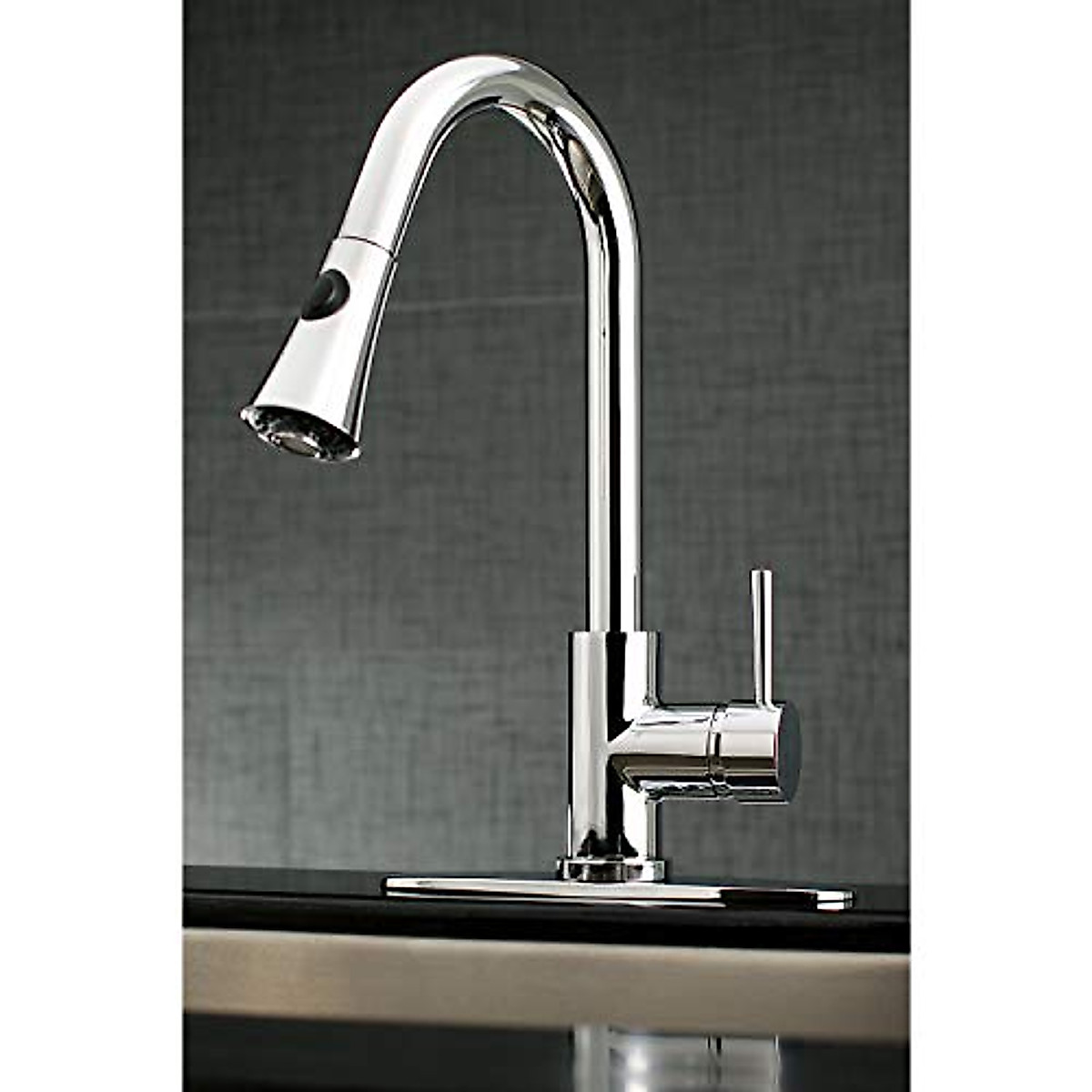 Kingston Brass Gourmetier LS8721DL Concord Single-Handle Pull-Down Kitchen Faucet, Polished Chrome, 8-3/8 inch in Spout Reach