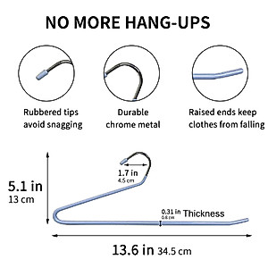 SLMT Pants Hangers for Women and Men, 28 Pack Jean Hangers for Closet, Non Slip Open Ended Trouser Hangers, Metal Clothes Hangers for Pants