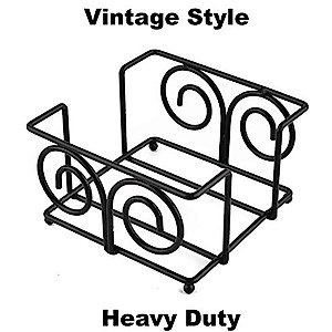 Kocent Vintage Coaster Holder Black Iron Metal Holder Storage Caddy for Both Round and Square Coasters Fit 4 to 9 Pieces Coasters,4.3 Inch (1)