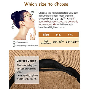 FURTALK Panama Hat Sun Hats for Women Men Wide Brim Fedora Straw Beach Hat UV UPF 50