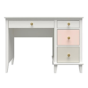 Monarch Hill Poppy Kids White Desk, Peach and Taupe Drawers