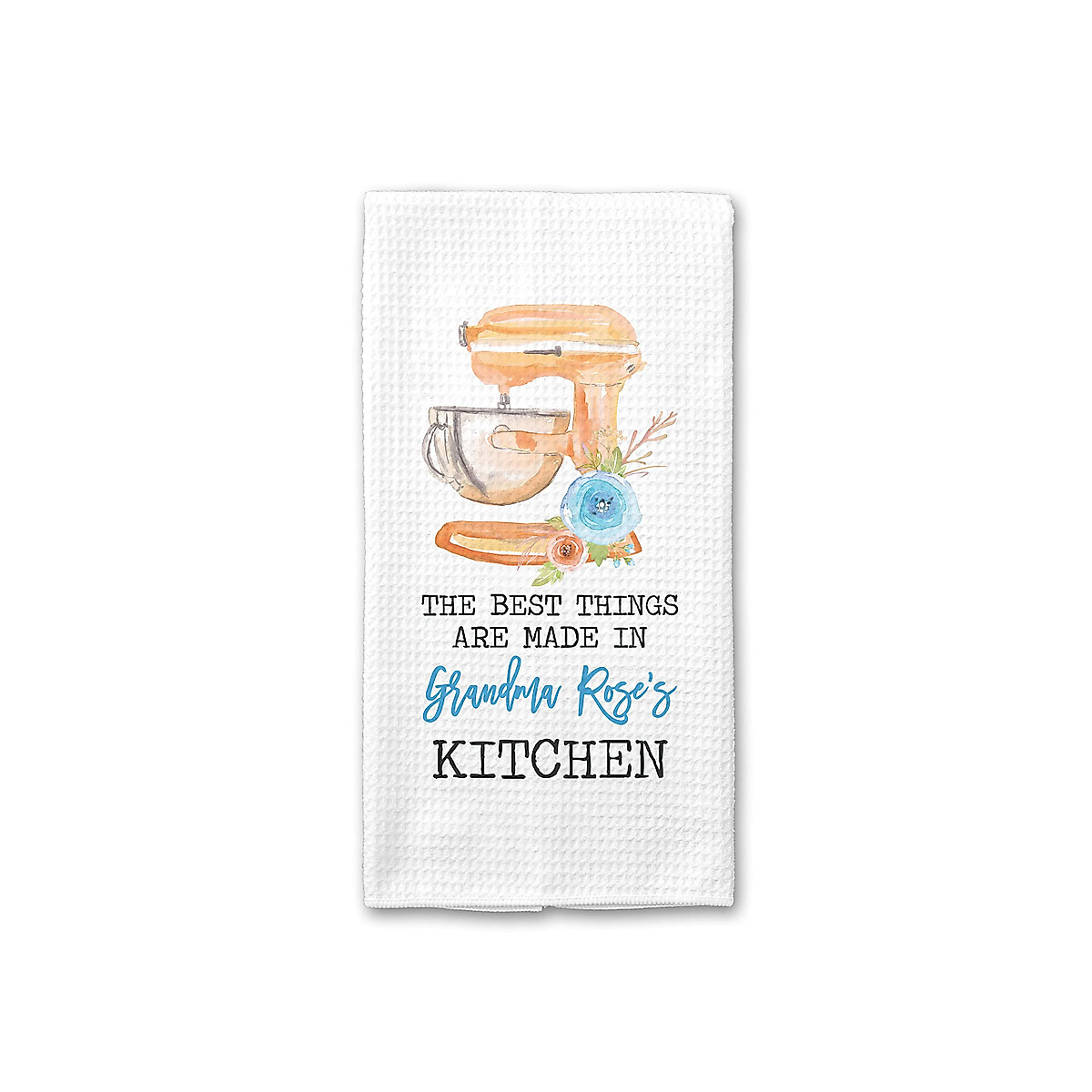 CANARY ROAD Personalized Best Things Are Made in Kitchen Towel | Custom Waffle Weave Dish Towel | Personalized Kitchen Towel | Wedding Gift | Housewarming Gift | Mixer Kitchen Towel | Baking Towel