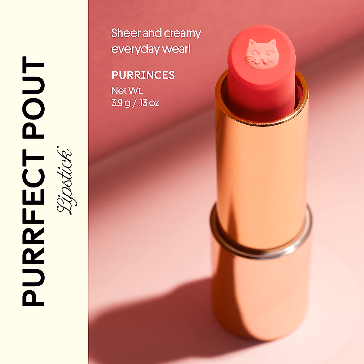 Winky Lux Purrfect Pout Lipstick, Semi Sheer Creamy Lipstick With Jojoba Oil and Vitamin E, Subtle Pink Natural Lipstick, Purrincess