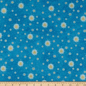 Quilting Treasures QT Quilt Fabrics Three Wise Men Stars Gold Metallic/Blue Quilt Fabric by the Yard, Blue