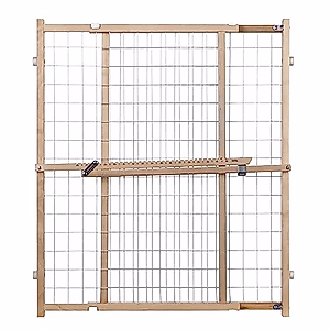 Toddleroo by North States 50" Wide Extra Wide Wire Mesh Baby Gate, Made in USA: Installs in Wide Opening Without damaging Wall. Pressure Mount. Fits 29.5"-50" Wide (32" Tall, Sustainable Hardwood)