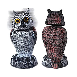 KKY Fake Owl Sculpture Latest 2pc, Revolving Head Plastic Owl for Outdoor Garden.