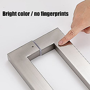 SUCHETA Stainless Steel Square Push Pull Modern Door Handle,Modern Commercial Entrance Modern Door Handle for Shower Sliding Glass/Barn Door/Interior Exterior Door,Easy to Install