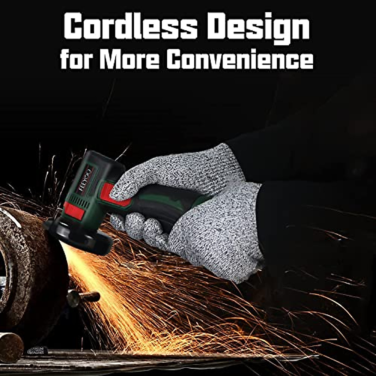Cordless Angle Grinder, Mini 12.6V Battery Brushless Power Motor 19500 tr/min for Metal Wood Polishing, Thin Steel, Pipe, Plastic Cutting, Hand Cut Off Electric Grinding Tool (2 Batteries,4 discs 3”)