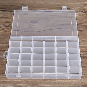 Yosoo Transparent Plastic Organizer Container, Adjustable Divider Removable Storage Box for Sorting Earrings Rings Beads Jewellery (36 Grid)