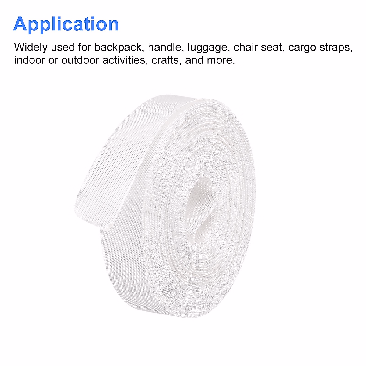 MECCANIXITY Flat Nylon Webbing Strap 1 Inch 15 Yards White for Backpack, Cargo Strap, Luggage-Rack