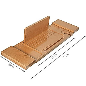 YEBDD Bathtub Tray Bath Tray Wooden Bathroom Storage Spa Bath Tub Tray Bridge Shelf Organizer Reading Rack (Size : 72cm)