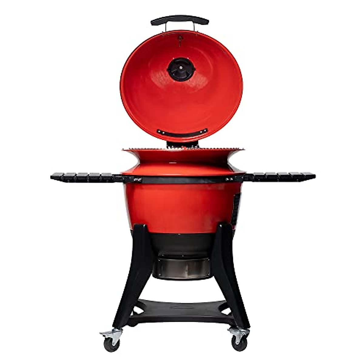 Kamado Joe KJ15040320 Kettle Joe 22 inch Charcoal Grill with Hinged Lid, Cart, and Side Shelves, Blaze Red