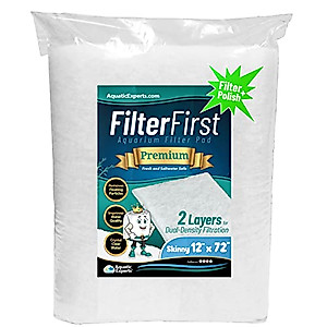Aquatic Experts Aquarium Filter Pad, FilterFirst Aquarium Filter Media Roll for Crystal Clear Water - Filter Floss for Fish Tank Filters, 12 by 72 by ⅜ Inch to ½ Inch Thick